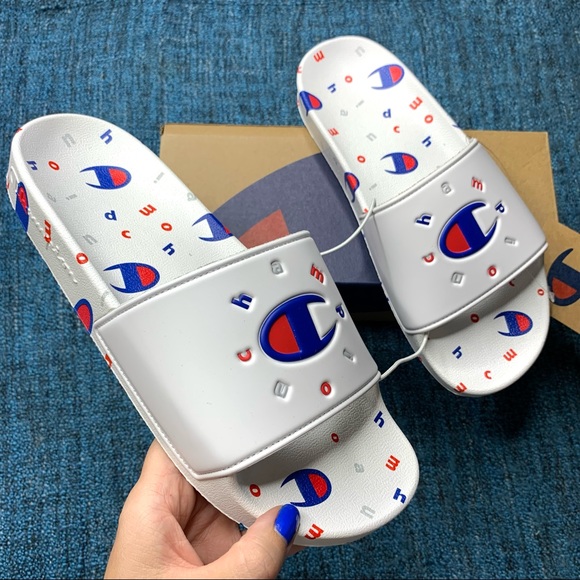 Champion | Shoes | Nwt Champion Ipo Circular Logo Slide Sandals White ...
